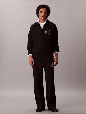Calvin Klein Double Knit Monogram Zip Polo Sweatshirt