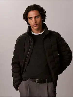Calvin Klein Quilted Mock Neck Down Puffer Jacket - Black