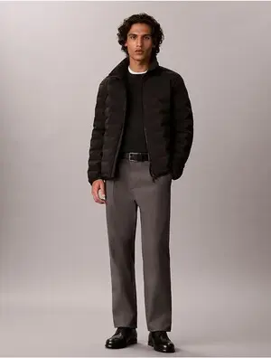Calvin Klein Quilted Mock Neck Down Puffer Jacket - Black