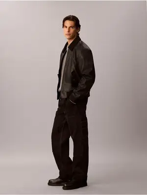 Calvin Klein Faux Leather Sherpa Bomber Jacket