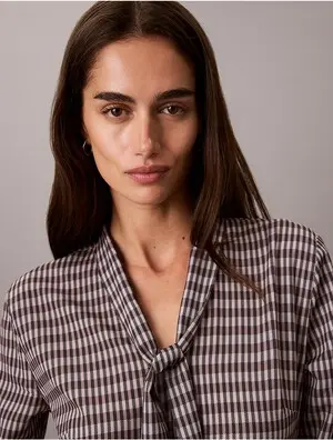 Calvin Klein Printed Scarf Neck Long Sleeve Top