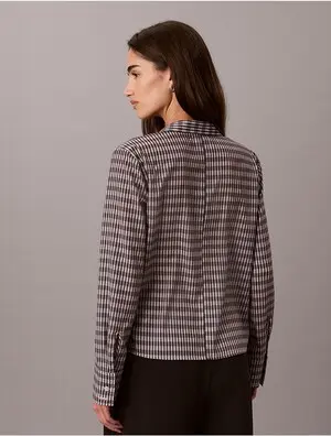 Calvin Klein Printed Scarf Neck Long Sleeve Top