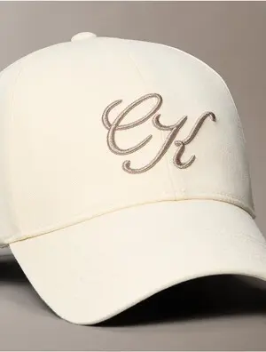 Calvin Klein Lurex Script Logo Cap - Bone White