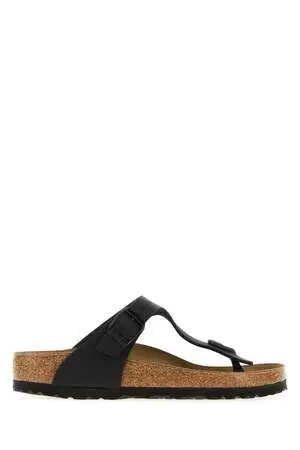 BIRKENSTOCK Leather Gizeh Thong Sandal Slippers - Black