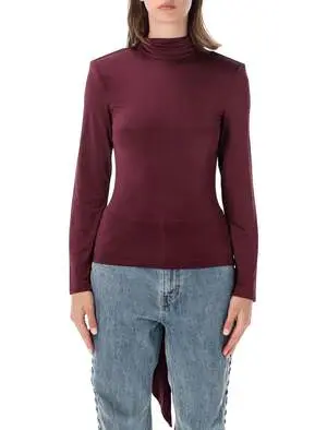 ROTATE BY BIRGER CHRISTENSEN Fitted Turtleneck Long Sleeve Top - Winetasting