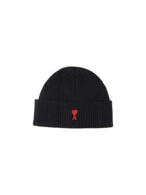 AMI Paris 100% Wool Hat, Made In Italy - Black