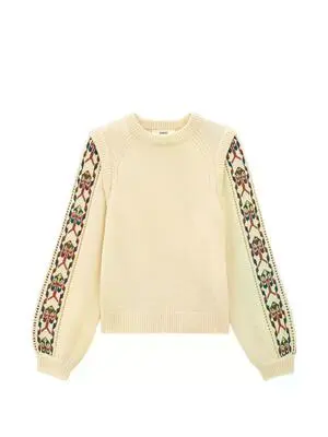 Ba&sh Geometric-pattern Puff-sleeve Knit - Neutrals