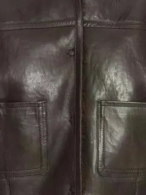 ROTATE BY BIRGER CHRISTENSEN Bonded Fur Leather Jacket Dark - Brown