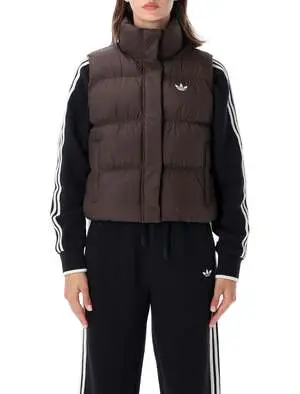 ADIDAS ORIGINALS Padded Regular-fit High-neck Zip Vest - Marrone