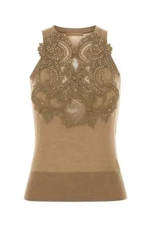 Ermanno Scervino Wool Knit Vest For - Camel