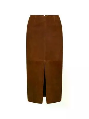 ROTATE BY BIRGER CHRISTENSEN Suede Midi Pencil Skirt - Brown