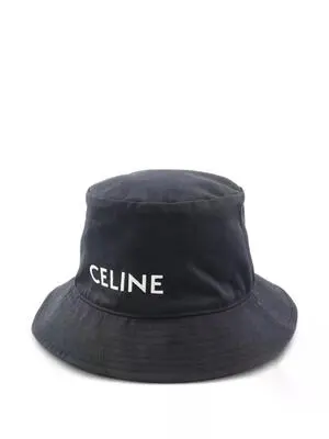 Celine 2010s Logo-embroidered Bucket Hat - Black