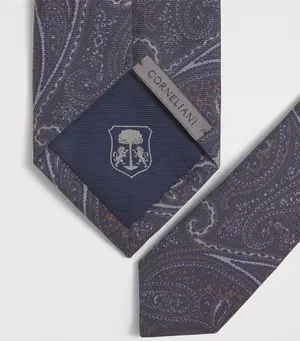 Corneliani Silk Necktie And Pocket Square Set - Grey