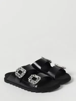 ROGER VIVIER Slidy Leather Sandal - Black