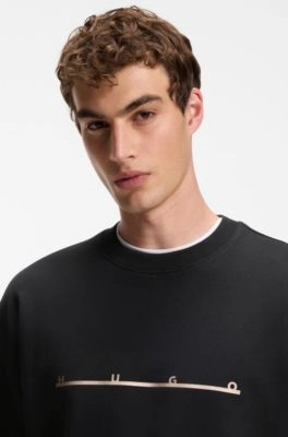 Hugo Cotton Sweatshirt With Spaced Logo Print