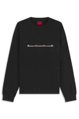 Hugo Cotton Sweatshirt With Spaced Logo Print