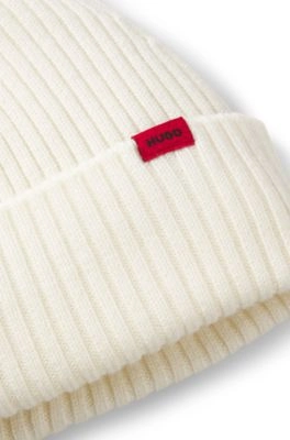 Hugo Virgin-wool Beanie With Logo Label
