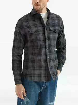 Brunello Cucinelli Cotton Madras Western Shirt