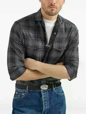 Brunello Cucinelli Cotton Madras Western Shirt