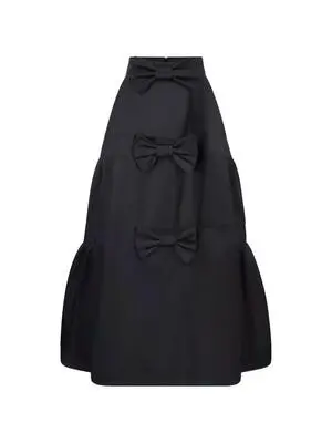Nina Ricci Bow-embellished Tiered Maxi Skirt - Black