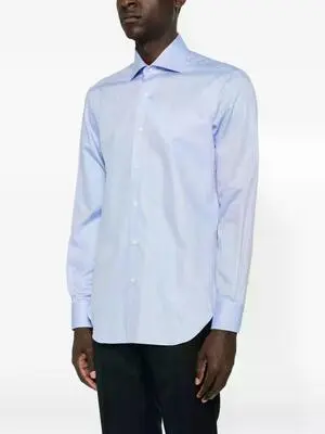 BARBA NAPOLI Herringbone-pattern Spread-collar Shirt