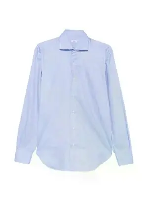 BARBA NAPOLI Herringbone-pattern Spread-collar Shirt