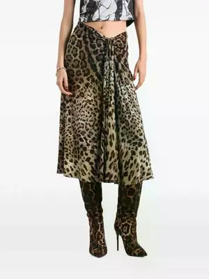 Dolce & Gabbana Leo-print Viscose Jersey Skirt - Neutrals