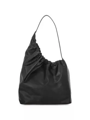AESTHER EKME Demi Lune Cloud Ruched Leather Shoulder Bag - Black