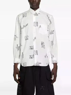Comme Des Garçons Slogan-print Zip-detail Shirt