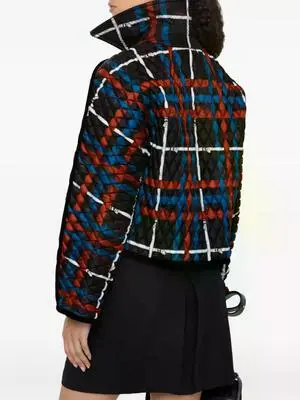 Burberry Cropped Belt Check Quilted Floriston Jacket - Black
