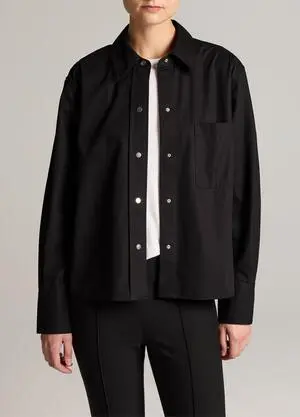 Vince Cotton Metal-snap Long-sleeve Shirt - Black