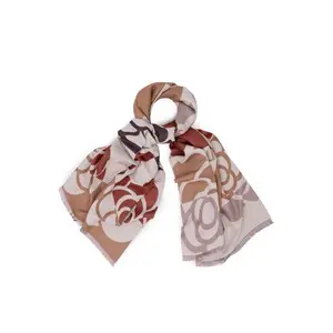Saachi Geo Floral Reversible Scarf - Brown