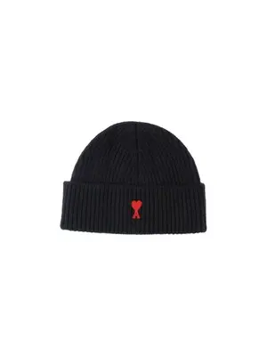 AMI Paris Wool Logo Beanie - Black