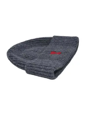 AMI Paris Wool Logo Beanie - Gray