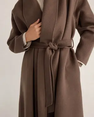 HAVEN WELL WITHIN Wool Blend Midi Coat With Removable Scarf