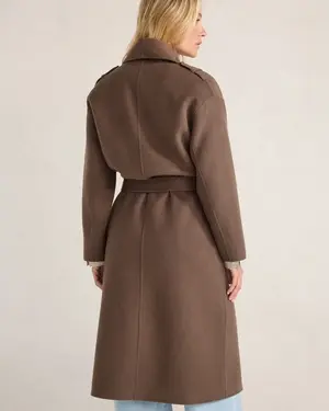 HAVEN WELL WITHIN Wool Blend Midi Coat With Removable Scarf