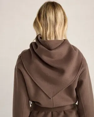 HAVEN WELL WITHIN Wool Blend Midi Coat With Removable Scarf