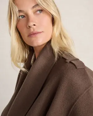 HAVEN WELL WITHIN Wool Blend Midi Coat With Removable Scarf