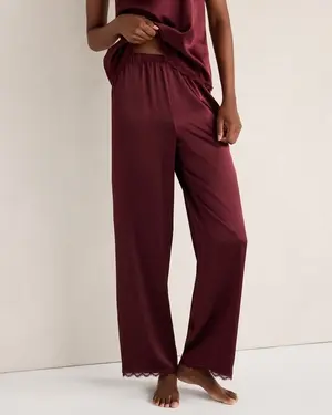 HAVEN WELL WITHIN Washable Silk Lace Pajama Pants - Deep Mocha