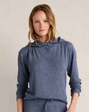 HAVEN WELL WITHIN Resti Brushed Rib Knit Hoodie - North Sea