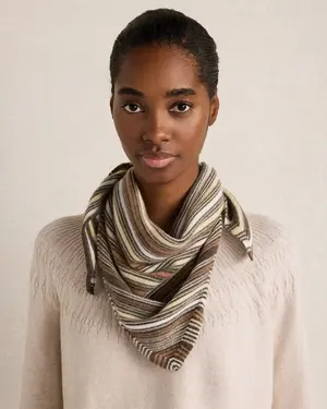 HAVEN WELL WITHIN Cashmere Striped Triangle Scarf - Nightfall Multicolor