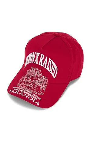 BORN X RAISED Paranoia Crest Snapback In Red