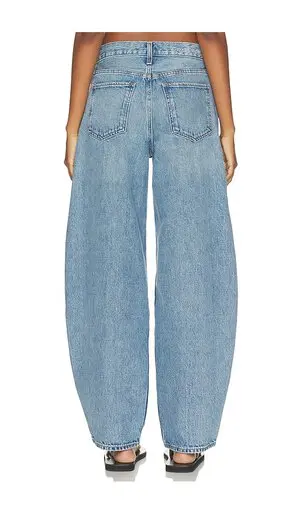 FAVORITE DAUGHTER The Mercer Mid Rise Easy Barely Barrel Jean In Blue