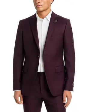 John Varvatos Sharkskin Slim Fit Wool Suit Jacket - Red