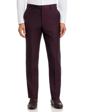 John Varvatos Slim Fit Wool Sharkskin Suit Pants - Red