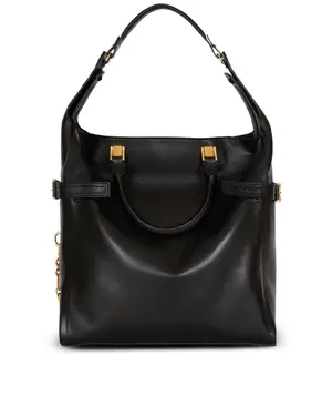 Balmain Pulse Large Waxed Calfskin Leather Tote Bag