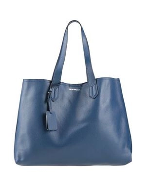 Emporio Armani Maxi Shopper Bag In Pebbled Leather - Navy