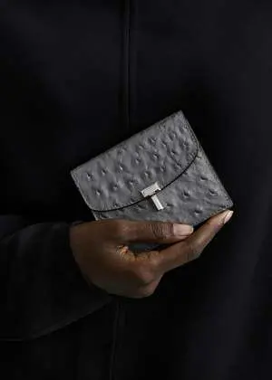 TOTEME T-lock Ostrich-embossed Cardholder