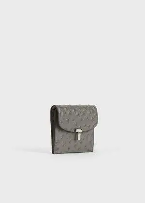 TOTEME T-lock Ostrich-embossed Cardholder