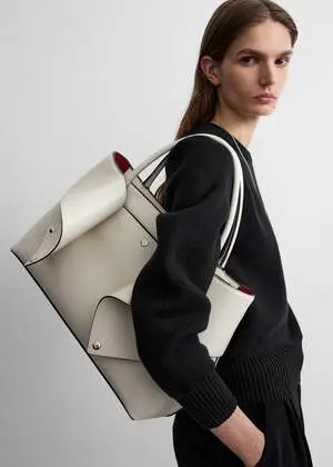TOTEME Mercer Leather Tote Stone/red